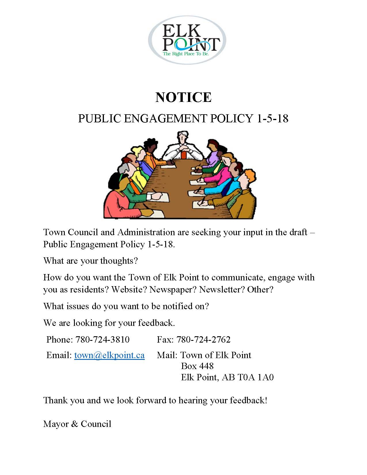 Public Engagement Policy 1-5-18 - Town of Elk Point
