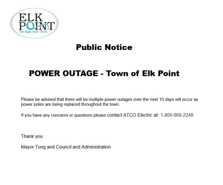 Power Outage - Town of Elk Point